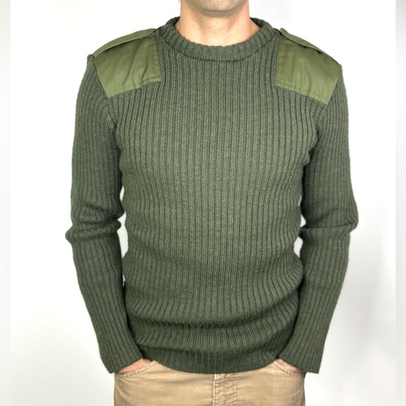 Sweaters | Vintage Commando Jersey Mans Olive Round Neck | Poshmark